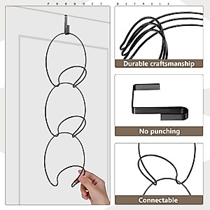 Yerliker 16 Pieces Hat Rack Wig Holder Over The Door Baseball Hat Holder Wall Mounted Hanging Hat Wig Organizer for Closet Display Storage Rack with 2 Hooks for Tie Scarf (Black)