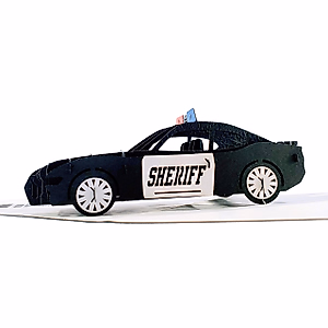 iGifts And Cards Sheriff Car 3D Pop Up Greeting Card - Awesome Undersheriff Happy Birthday Gift, Chief Deputy Retirement, Training Academy Graduation, Thank You, Congratulations