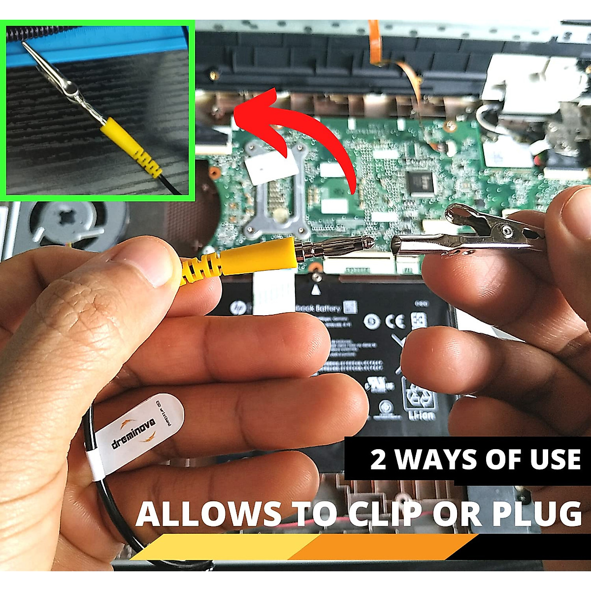 Safe ESD Anti Static Wrist Strap Band Long Earthing Wristband Grounding Bracelet for ESD Mat Computer PC Building Electronics Repair Ground wire cord with Metal Alligator Clip By DREMINOVA