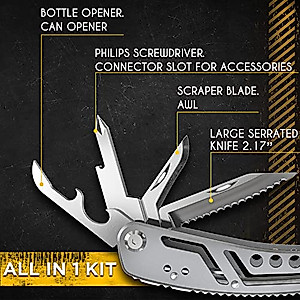 Bundle of 2 Items - Heavy Pocket Knife for Men - Folding Knife with Glass Breaker and Pocket Clip - Tactical Knofe - Multitool 24in1 with Mini Tools Knife Pliers and 11 Bits - Multi Tool All in One