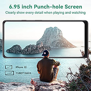 CUBOT Smartphones Unlocked with 6.95" Large Screen, 48MP Triple Camera, 5000 mAh Battery, 4GB/64GB (256GB Extension), 4G Dual SIM, NFC, Face ID (Black)