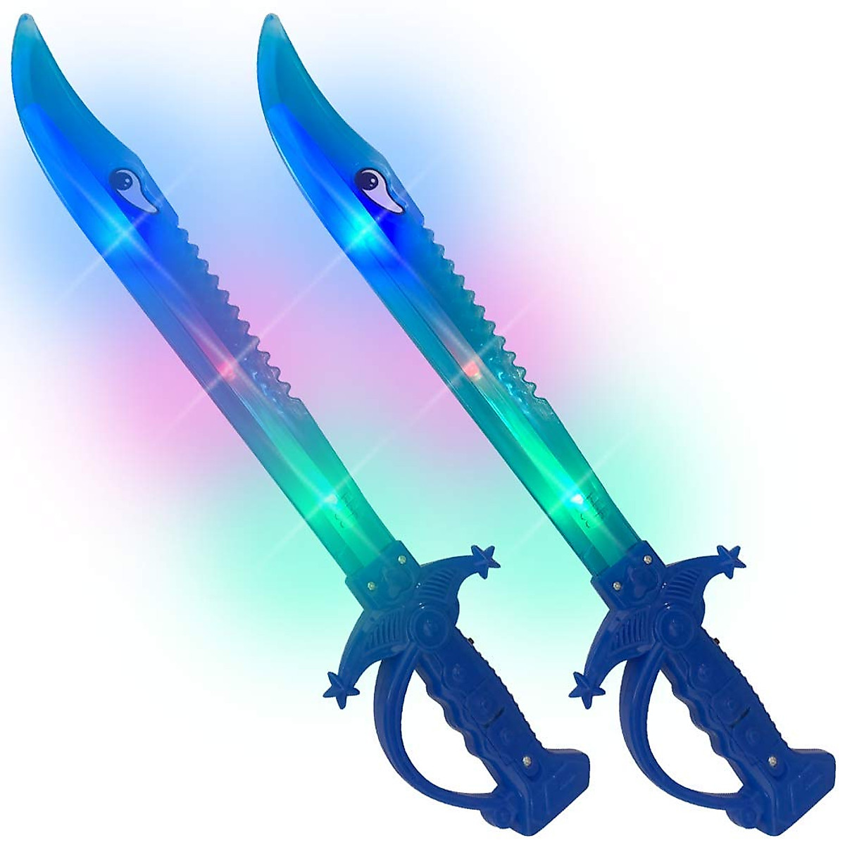 ArtCreativity Light Up Shark Sword for Kids (Set of 2) - 15 Inch Light Up Boy Toys with Flashing LED Lights, Toys for Boys 4-6 - Fun Play Swords Gifts for Kids - Elevate Your Kids Halloween Costume