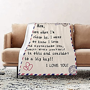 TUDSFV Gifts for Mom Blanket, Mother's Day Soft & Warm & Comfortable, I Love You Mom Blanket, for mom, Flannel Material Throw Blanket 50 x 60 Inch