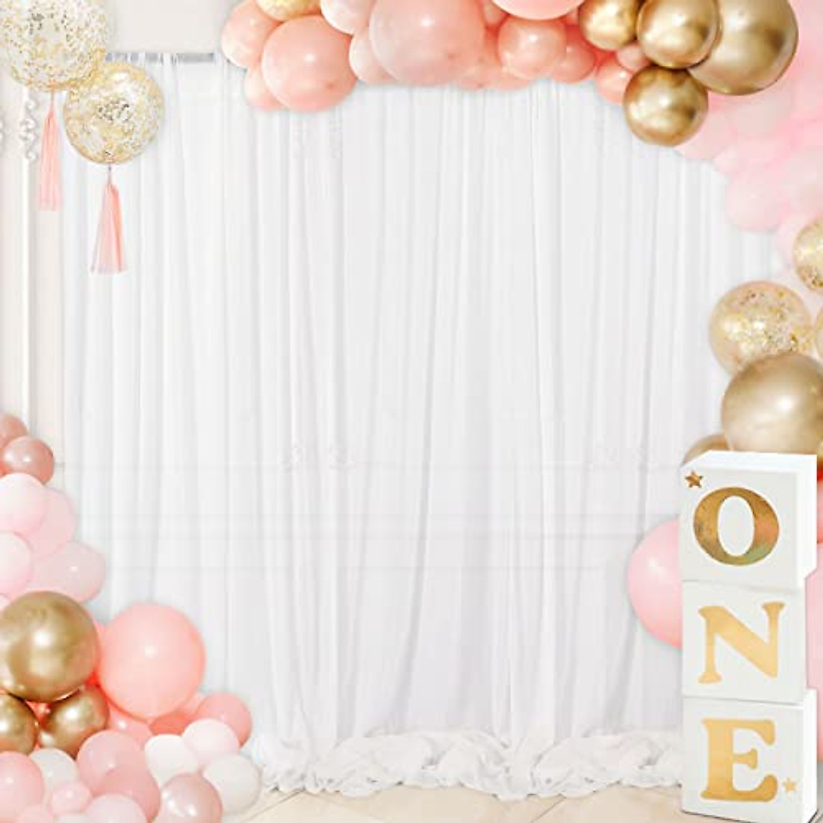 White Backdrop Curtain Wedding Backdrop 10ft x 10ft Chiffon Backdrop for Wedding Arch Birthday Party Banquet Decorations