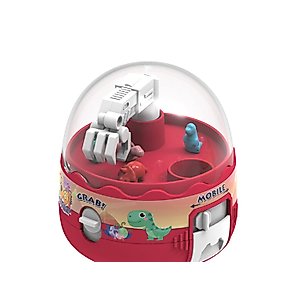 DuaTang Mini Dinosaur Claw Machine Toys with 8 Little Dinosaurs, Fun Handheld Games Arcade for Kids Boys Girls Vending Grabber Toy - Red