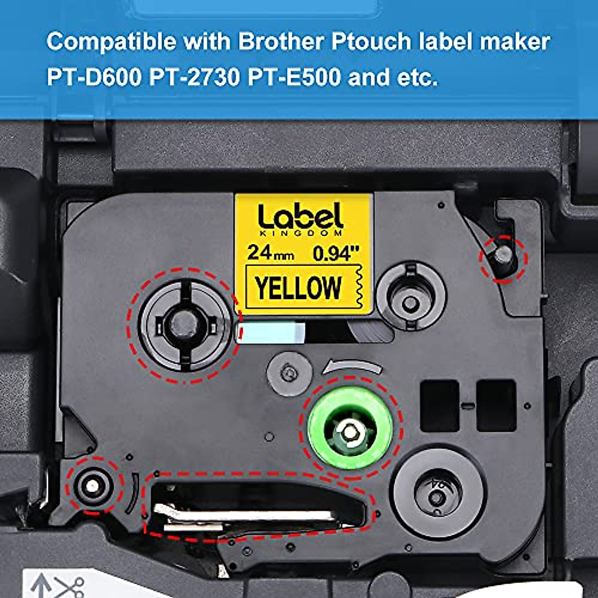 B51 651 24mm Label Tape Label KINGDOM Compatible 1 Inch Label Tape Replacement for Brother P Touch 24mm 0.94 White Laminated TZe251 for Brother PTD600 PTP710BT PTP750W, 6-Pack