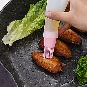 Happyyami Clear Container 6Pcs Silicone Oil Bottle Brush Portable BBQ Pastry Basting Brush Oil Honey Sauce Bottle Brush for Cooking Grill Barbecue Baking Tools Mixed Color Silicone BBQ Brush
