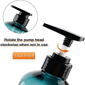 Shampoo and Conditioner Dispenser Bathroom Pump Ocean Blue Bottles Refillable Cosmetic Pump Dispensers 3pcs 10.6oz 300ml Bottle for Travel