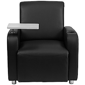 Flash Furniture Black LeatherSoft Guest Chair with Tablet Arm, Chrome Legs and Cup Holder