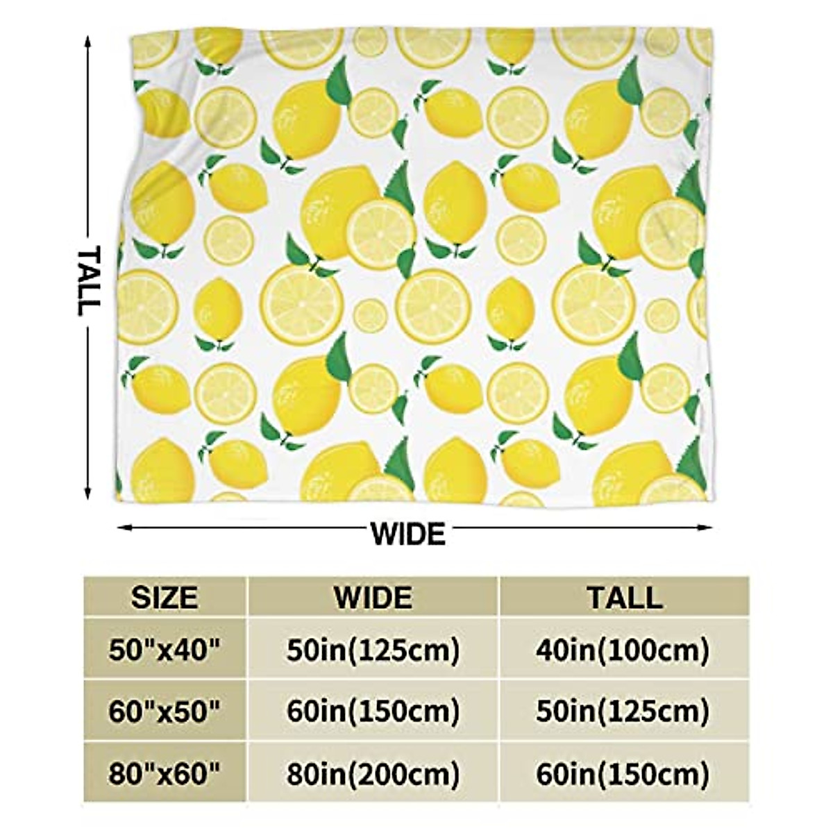Yamegoun Lemon Throw Blankets Premium Micro Fleece Blanket for Bed Couch Living Room Unisex Lightweight for Adults or Boys Girls 60 X 50 Inches