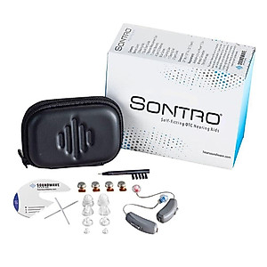 Sontro® Self-Fitting OTC Hearing Aids for Adults, Grey, Pair - Behind the Ear Aid, Phone Smart App for Auto 16 Channel Fine Tuning, Noise Cancelling, Directional Microphones, Bluetooth Hearing Aids for Seniors