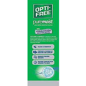 Opti-Free Puremoist Multi-Purpose Disinfecting Solution with Lens Case, 10-Ounces, 10 FL Oz (Pack of 1)