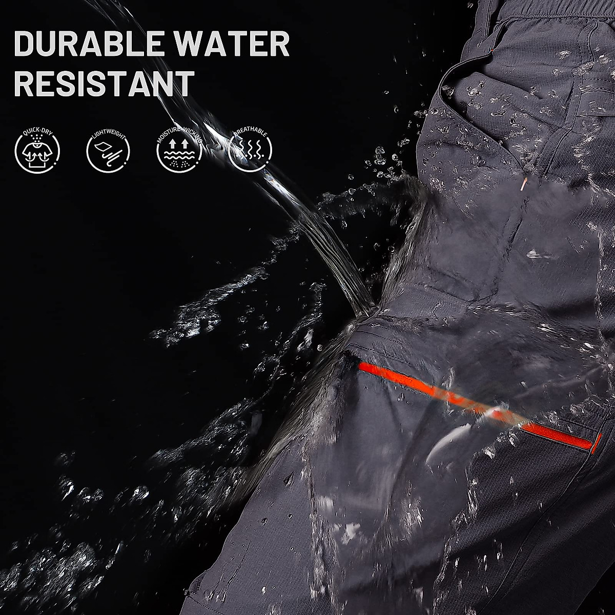 MIER Men's Hiking Cargo Shorts Quick Dry Outdoor Nylon Short with 6 Pockets, Water Resistant, Graphite Grey, 34