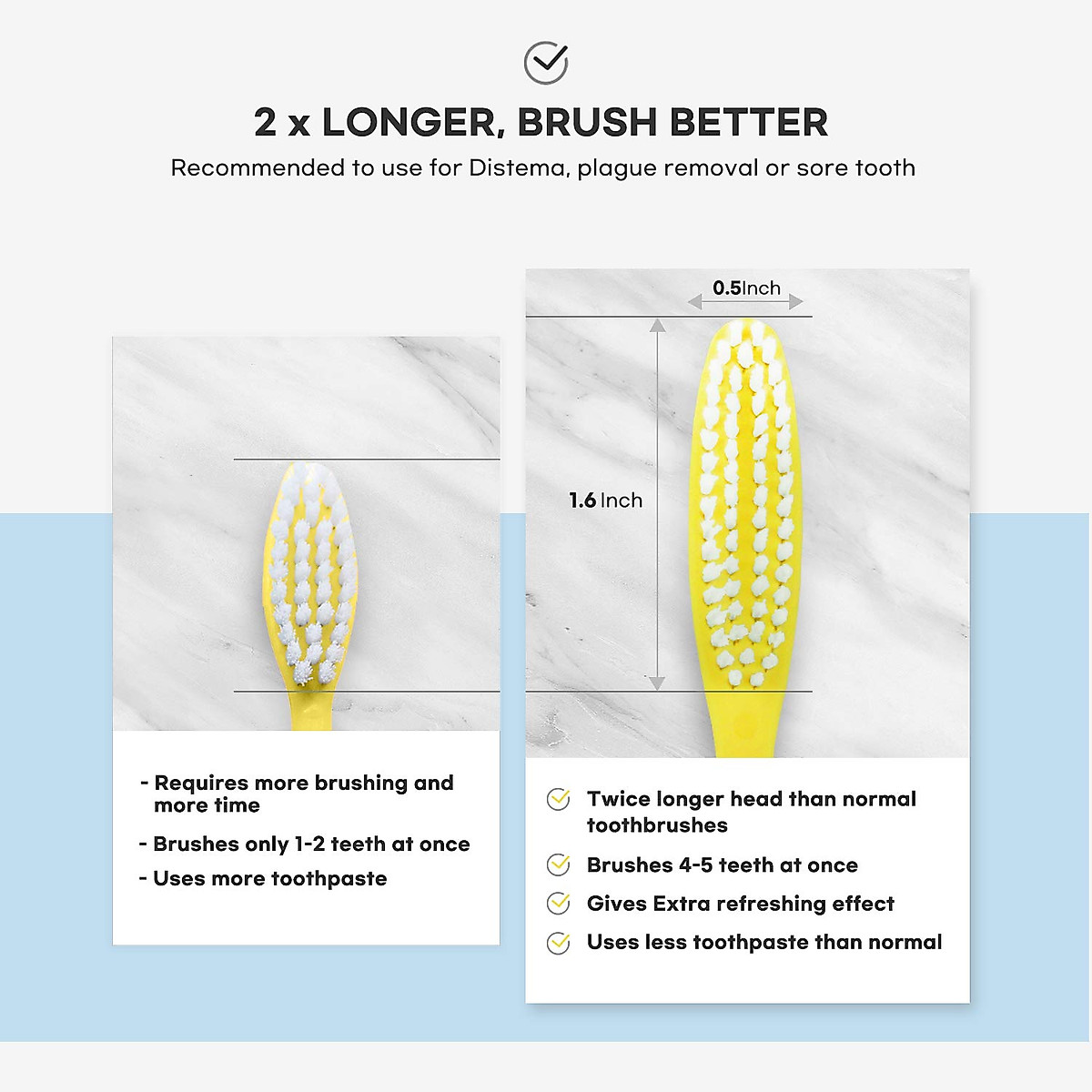 Dr.Golden Turtle Long Head Toothbrush 4-Pack Designed by Dentist | Easy Plaque Remover | Huge Toothbrush for Adults | Tooth Brushes Set | Toothbrush Medium Hard | Smokers Toothbrush for Clean Teeth