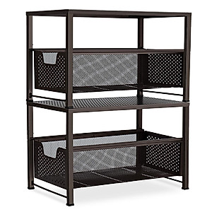Bextsware Auledio Stackable Multi-Function Under Sink Cabinet Sliding Basket Organizer Drawer, Bronze