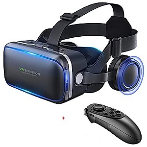 VR SHINECON Virtual Reality VR Headset 3D Glasses Headset Helmets VR Goggles for TV, Movies & Video Games Compatible iOS, Android &Support 4.7-6.53 inch with Remote Control