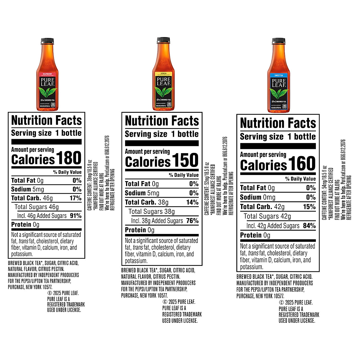 Pure Leaf Iced Tea, Sweetened Variety Pack, 18.5 fl oz. bottles (12 Pack)