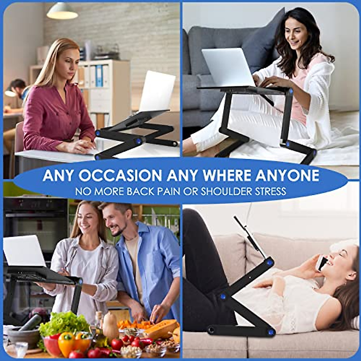 Laptop Table, Adjustable Laptop Bed Table, Portable Laptop Workstation Notebook Stand Reading Holder,Ergonomic Lap Desk TV Bed Tray Standing Desk