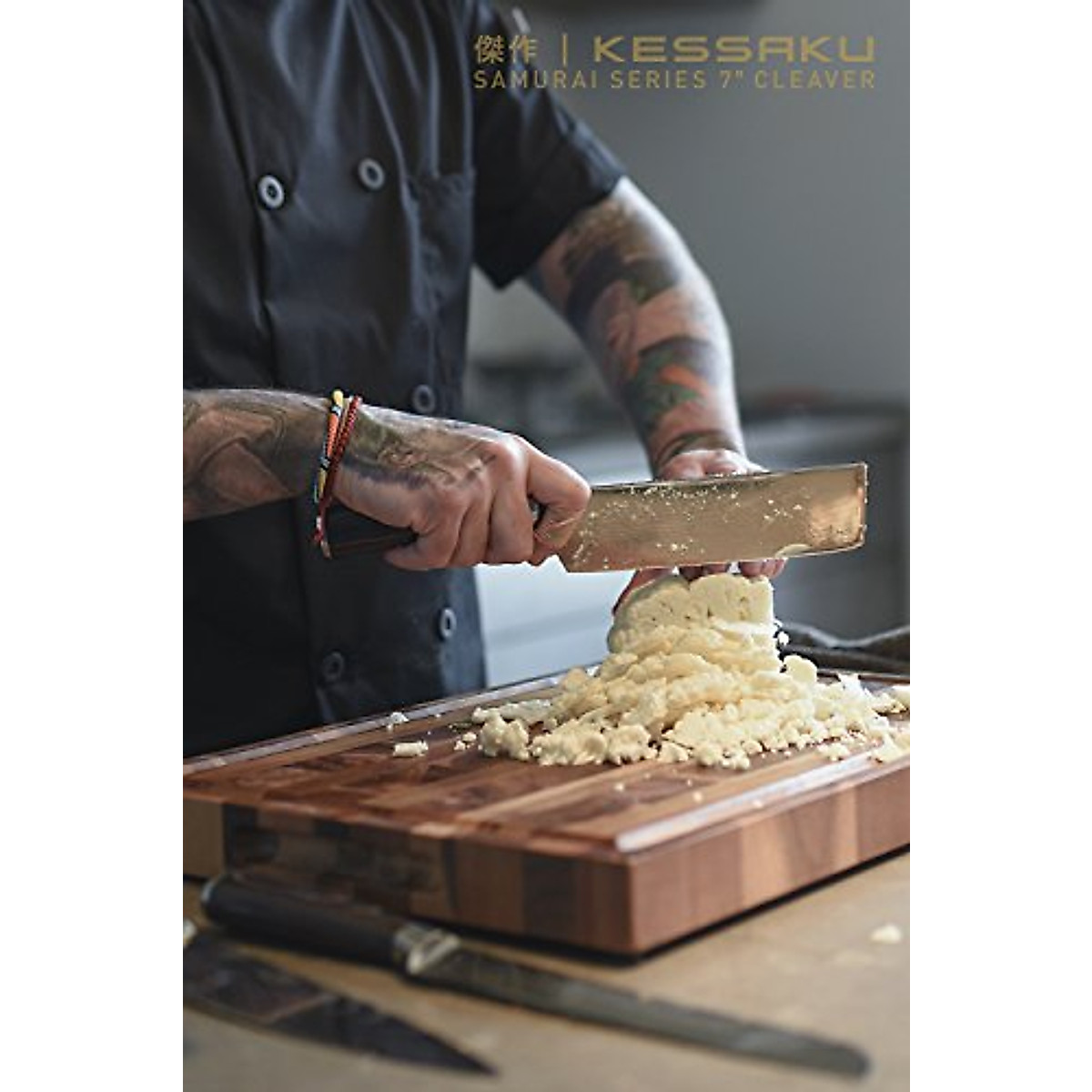 KESSAKU Nakiri Knife - 7 inch - Samurai Series - Asian Vegetable Cleaver - Razor Sharp Kitchen Knife - Forged 7Cr17MoV High Carbon Stainless Steel - Wood Handle with Blade Guard