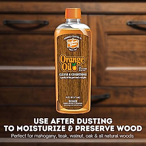 Holloway House Orange Oil Cleaner 16oz w/ Sun-Guard for Fine Wood, Cleans & Conditions, Removes Soap Scum from Shower Doors, Stainless, Tile & Sinks, Natural Oil that gives wood a Rich Glow