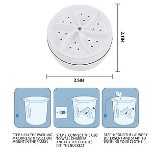 Mini Washing Machine, Upgraded portable Turbine Washer with USB & Suction Cup, Small Washer Machine for Travel Business Trip College Rooms (watts, 80)