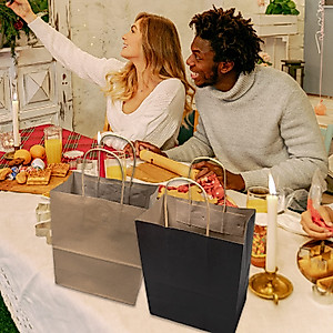 vanhel 50 PCS Gift Bags with Handles,8 x 4.25 x 10.5 Inches,Brown Paper Bags with Handles bulk, Shopping Bags, Party Bags, Retail Bags, Merchandise Bags, Favor Bags