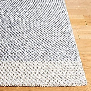 SAFAVIEH Natura Collection Accent Rug - 3' x 5', Light Blue & Ivory, Handmade Flat Weave Modern Stripe Wool, Ideal for High Traffic Areas in Entryway, Living Room, Bedroom (NAT324L)