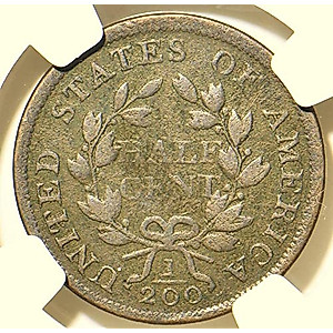 1802 Draped Bust 1802/0; Rev of '02; Early Die State Half Cent VG-10 NGC