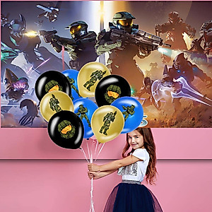 The Master Chief Birthday Party Supplies Chieftain Game Shooting Game Theme Birthday Party Decorations Set Banner Cake Topper Balloons Party Decorations for Kids