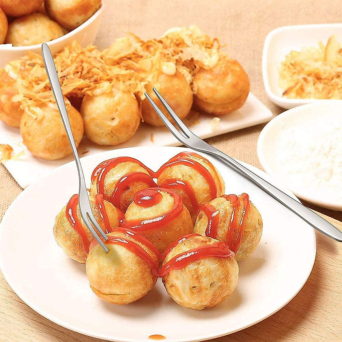 21Pcs/Pack Spreader Knife Set,Cheese Butter Spreader Knife Cheese Slicer Knife Stainless Steel Blade with Wooden Handles Mini Serving Tongs Spoons and Forks (Option 1)