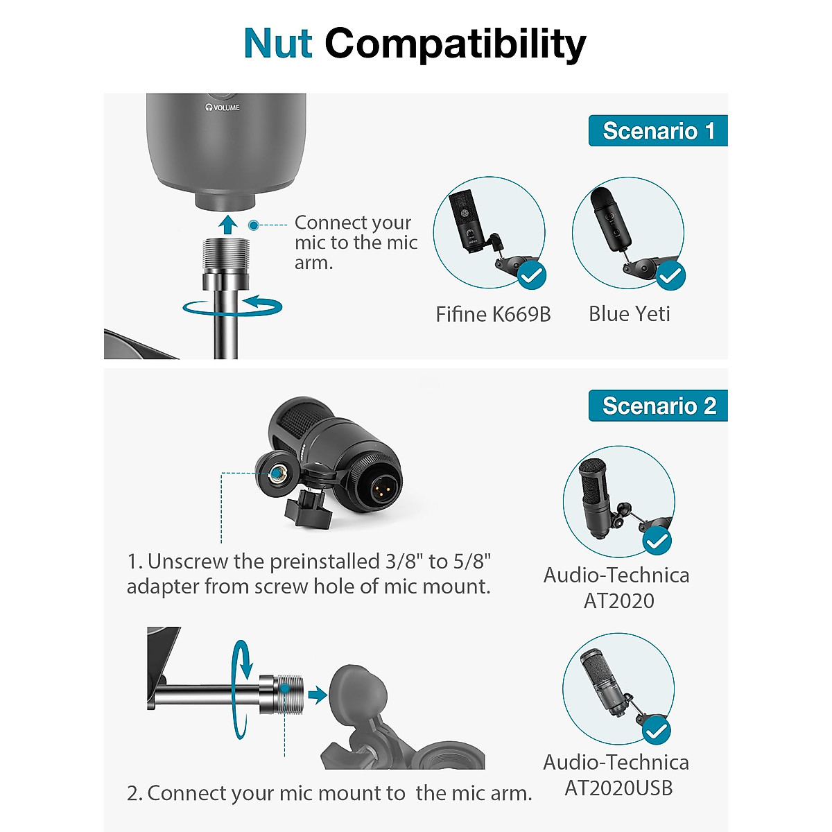 InnoGear Microphone Arm Stand, Heavy Duty Mic Arm Microphone Stand Suspension Scissor Boom Stands with Mic Clip and Cable Ties for Blue Yeti Snowball Hyper X QuadCast SoloCast Fifine Gaming(Large)