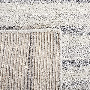 Safavieh Casablanca Collection Area Rug - 6' x 9', Grey & Ivory, Handmade Stripe Wool 0.8-inch Thick, Ideal for High Traffic Areas in Living Room, Bedroom (CSB792H)