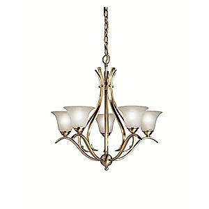 Kichler Dover 23" 5 Light Chandelier with Alabaster Swirl Glass in Antique Brass