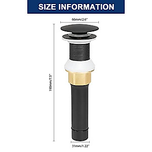 NearMoon Bathroom Sink Drain Without Overflow, 304 Stainless Steel Pop up Drain with Detachable Strainer Basket, Anti-Clogging Hair Catcher Assembly Stopper Vessel Sink (Matte Black)