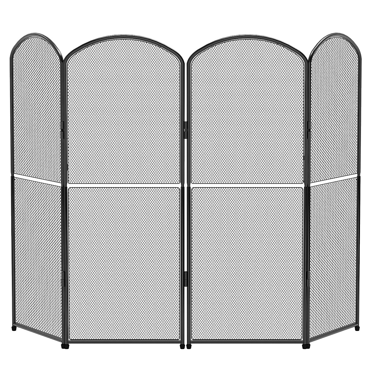 OYEAL Fireplace Screen Stand Black 4 Panel Fireplace Cover Metal Fire Spark Guard Cover Foldable Decorative Fireplace Screen for Home Indoor Fireplace, Black (47.8" W x 31" H)