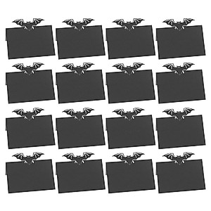 Gadpiparty 50pcs Halloween Bat Places Cards Black Blank Place Cards Table Tent Cards Seating Place Cards for Halloween Party Wedding Anniversary Table Decor