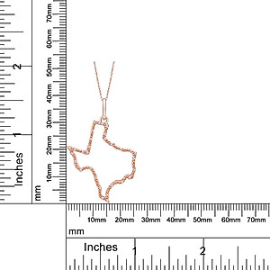 Jewel Zone US 1/10 Cttw Natural Diamond Accent State of Texas Outline Pendant Necklace in 14K Rose Gold Over Sterling Silver (0.10 Cttw)