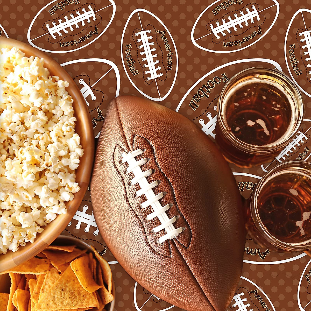 3PCS Football Tablecloths for Football Party Decorations Plastic Disposable Touchdown Football Game Day Party Table Covers for Rectangle Tables Birthday Party Superbowl Decorations, 54 x 108 Inches