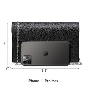 Dasein Women Glitter Evening Bags Formal Clutches Wedding Purses Party Dressy Clutch Purse Cocktail Prom Handbags (Black)