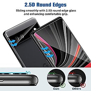 [3+2 Pack] Glass Screen Protector and Camera Protector, HD Clear 9H Tempered Glass Scratch Resistant, Fingerprint Unlock,Full Coverage，Bubble-Free for Google Pixel 7