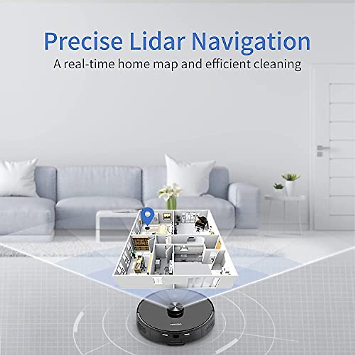 AIRROBO Robot Vacuum and Mop Combo, Self-Empty Robotic Vacuum, 2700Pa Strong Suction, Lidar Navigation, Smart Mapping，250Min Runtime, Work with Alexa and Google Assistant, T10+