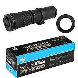 Lightdow 420-800mm f/8.3 Manual Zoom Super Telephoto Lens + T-Mount for Canon EOS Rebel T3 T3i T4i T5 T5i T6 T6i T6s T7 T7i SL1 SL2 6D 7D 7D 60D 70D 77D 80D 5D II/III/IV DSLR Camera Lenses