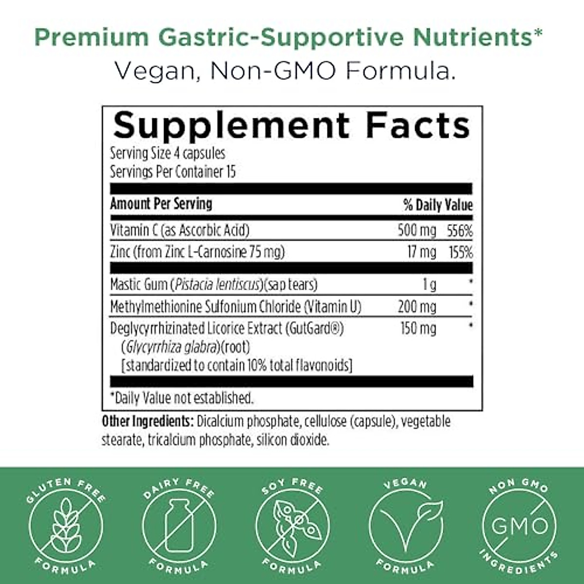 Designs for Health GastroMend HP - Mastic Gum, Zinc, L-Carnosine, Deglycyrrhizinated Licorice Gut Health Supplements - May Support Gastric Health, Occasional Bloating or Upset Stomach (60 Capsules)