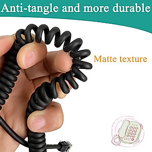 HPWFHPLF Telephone Cords, 2 Pack 6P6C Anti-Tangle Telephone Wires, 6-10 Feet RJ12 Male to Male Coiled Cable for Landline Phones (Black)