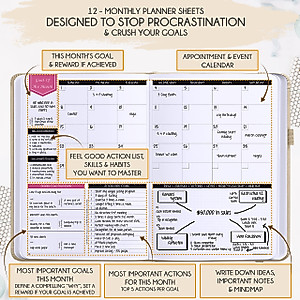 Life Planner - Undated Deluxe Weekly, Monthly Planner, a 12 Month Journey to Increase Productivity & Happiness, Life Organizer, Gratitude Journal, Law of Attraction Planner - Start Anytime