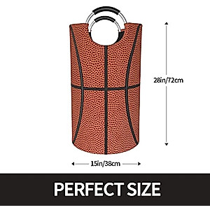 Dujiea 82L X-Large Laundry Basket Bag Tall, 85L Basketball Collapsible Laundry Hampers with Aluminium Handles Big Clothes Basket Kids Laundry Bin Round Storage Basket for Dorm Room