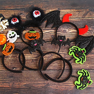 FOIMAS 6pcs Halloween Headbands,Pumpkin Spider Bat Ghost Headband for Kids Girls Boys Halloween Costume Party Decoration Supply