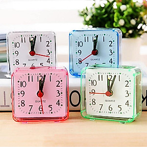 N/A Silent Alarm Clock Night Light Bedroom Bedside Office Small Alarm Clock Need Battery Loud Twin Bell Quartz Clock Alarm (Color : D, Size : 6.1 * 5.5 * 2.7cm)