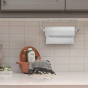 ORLESS Adhesive Paper Towel Holder Under Cabinet & Wall Mount, No Drilling Suitable for Kitchen Bathroom - Silver