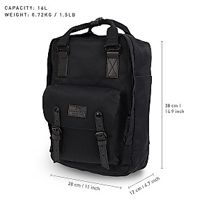 Doughnut Travel Laptop Backpack, Slim Durable Daypack Backpacks, Water Resistant Computer 16L Bag for Men & Women Fits 14 Inch Notebook(B BLACK)